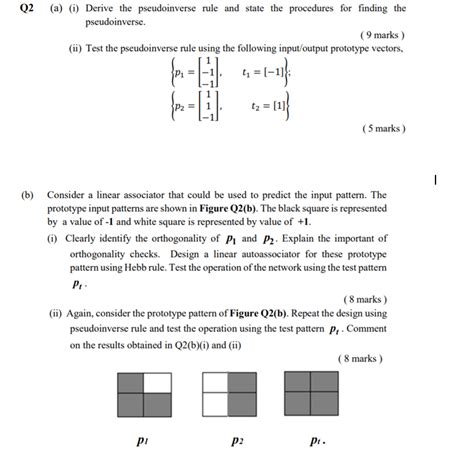 Solved Q2 A I Derive The Pseudoinverse Rule And State Chegg Com