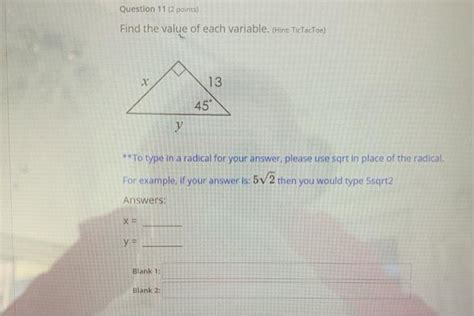 Solved Question 11 2 Points Find The Value Of Each Chegg Com
