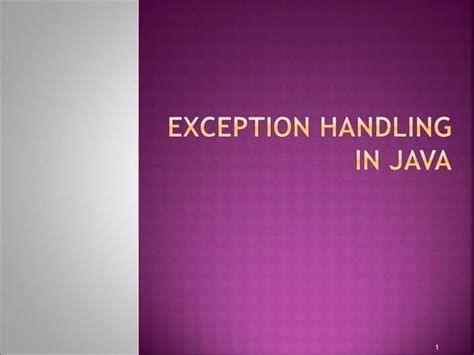 Exception Handling In Java Ppt