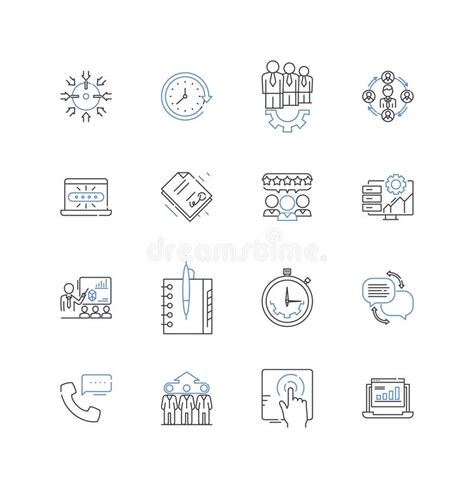 Professional Cooperation Line Icons Collection Collaboration Teamwork Synergy Partnership