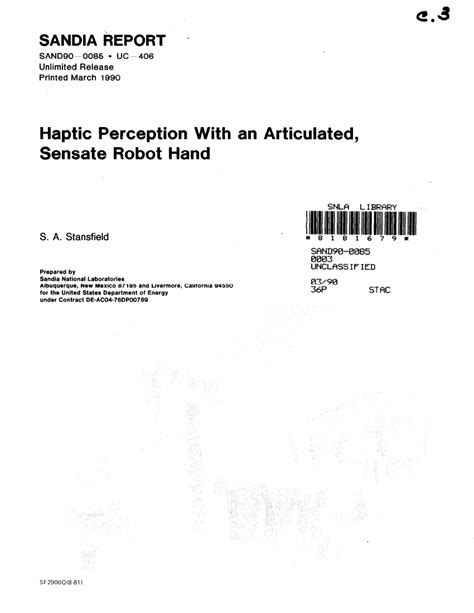 Pdf Haptic Perception With An Articulated Sensate Robot Hand