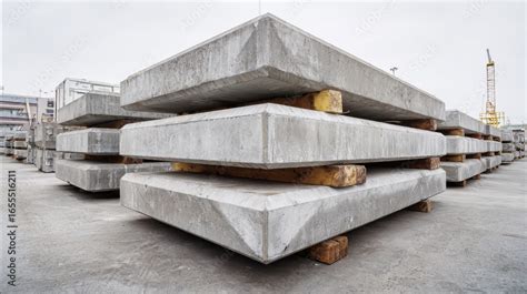 Stock Foto „precast Concrete Piles Prestressed Stacked Anchors Lifting Chamfered Pattern Outdoor