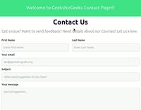 Contact Us Form Using ReactJS And Tailwind GeeksforGeeks