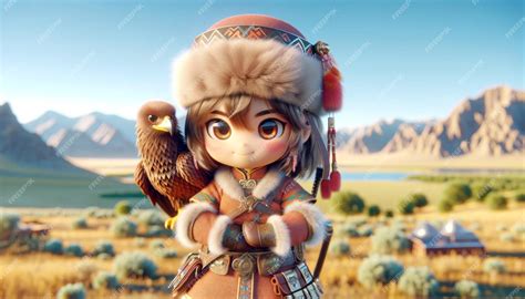 Premium Photo An Animated Girl Depicted In Detailed Traditional
