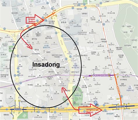 Walking Direction To Insadong From Anguk Station And Jongno3 Ga Station