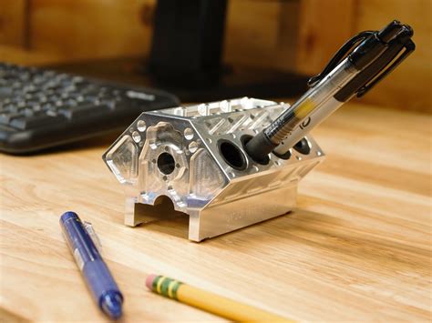 V8 Engine Block Pen Holder Goes Through A Precision Cnc Machining
