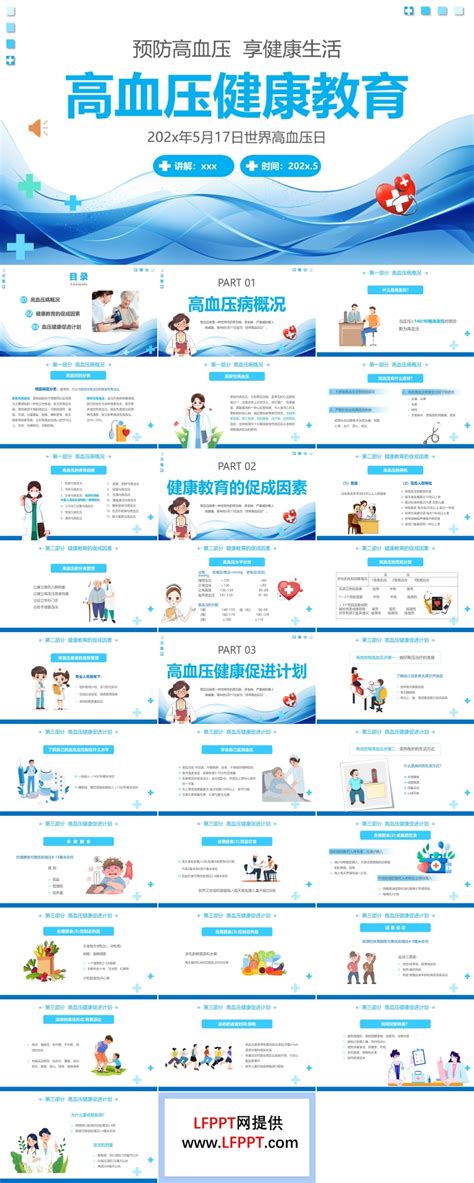 高血压健康教育讲座课件ppt模板下载 Lfppt