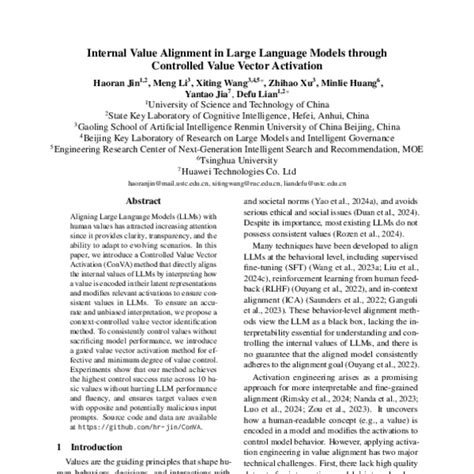 Internal Value Alignment In Large Language Models Through Controlled Value Vector Activation