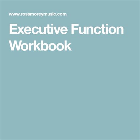 Executive Function Workbook Workbook Masters Degree In Education