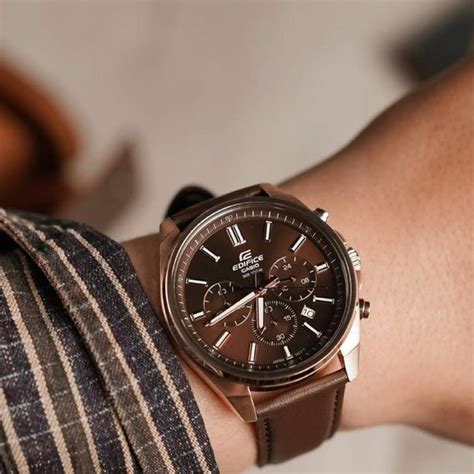 Casio Edifice Brown Chronograph Dial Mens Watch Efv 650cl 5avudf