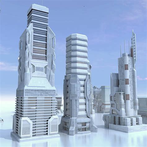 Sci Fi City Futuristic Buildings 3d Model 59 Max Fbx Obj Free3d