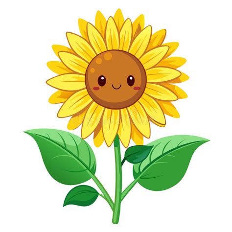 Cute Cartoon Sunflower With Smiling Face Illustration Perfect For
