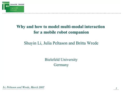 Ppt Why And How To Model Multi Modal Interaction For A Mobile Robot Powerpoint Presentation