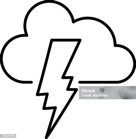 Lightning Under Cloud는 그래픽 및 웹 디자인 앱 광고 다양한 카드를 위한 선형 이미지를 설명합니다 개발에 대한 스톡 벡터 아트 및 기타 이미지 Istock