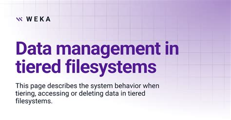 Data Management In Tiered Filesystems W E K A