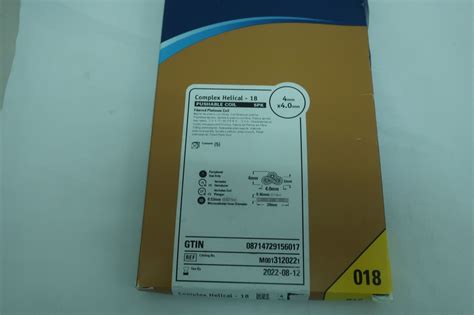 New Boston Scientific 312022 Complex Helical 18 Fibered Platinum Pushable Coil 4 Mm Maximum