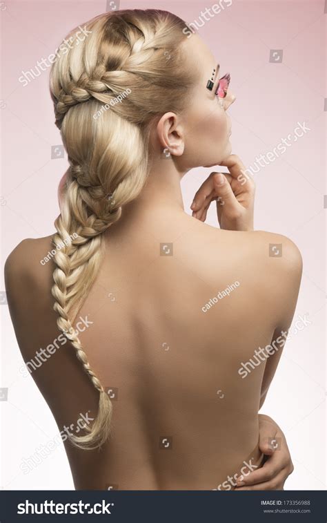 Sexy Blonde Woman Cute Long Braid Stock Photo Shutterstock