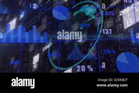 On Loading 3d Render Globe Rotating While Bar Charts And Percentages Updating To Show Data