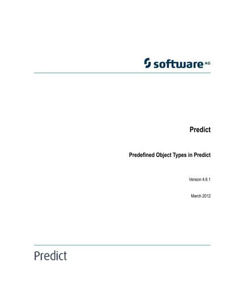 Predefined Object Types In Predict Software Ag Documentation