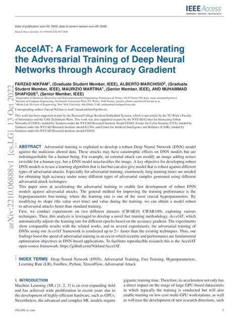 accelat a framework for accelerating the adversarial training of deep neural networks through