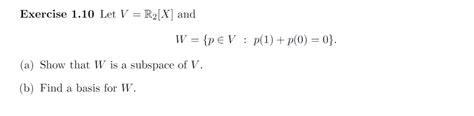 Solved Exercise Let V R X And A Show That W Is A Chegg