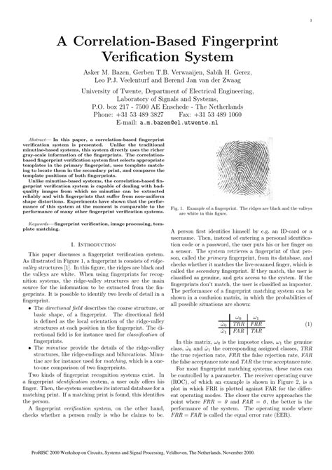 Pdf A Correlation Based Fingerprint Verification System