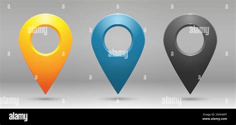 Realistic Geolocation Icons In Yellow Blue And Gray On A Gradient Background Stock Vector Image