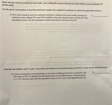 Solved Show All Your Work As Needed For Full Credit Just Chegg Com