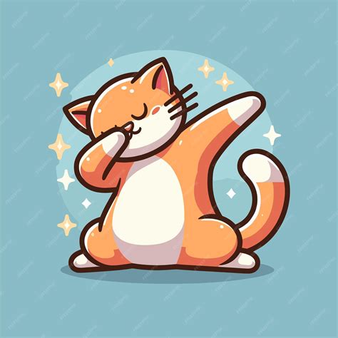 Cat Dabbing Pose Cartoon Illustration Flat Background Premium Vector