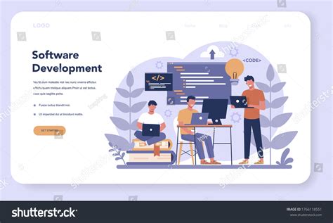 Software Web Banner Landing Page Idea Stock Vector Royalty Free