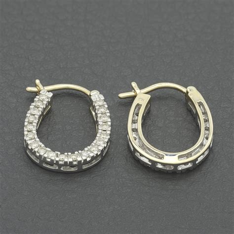 9ct Yellow Gold 050ct Diamond Hoop Earrings Britannia Jewellery