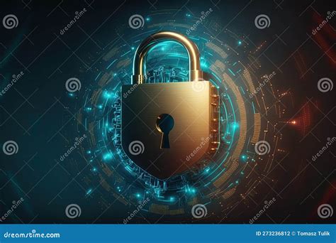 Future Technology Data Protection Cybersecurity Padlock Protection Ai Generative Stock