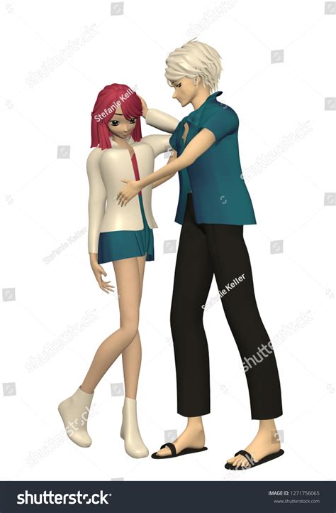 Pretty Anime Couple Hugging Each Other Stock Illustration Shutterstock