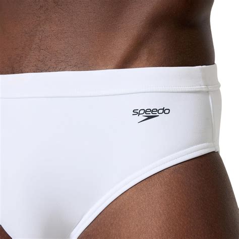 Speedo Mens Swimsuit Brief Comfort Waistband Mid White Speedo