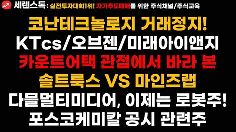 코난테크놀로지 거래정지ktcs케이티알파오브젠미래아이앤지인콘솔트룩스마인즈랩다믈멀티미디어포스코케미칼포스코엠텍