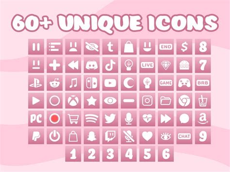 STREAM DECK ICONS Pink And White Graphics For Elgato Streamdeck For Live Streamer And Vtuber