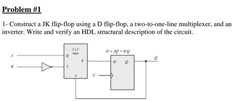 Construct A Jk Flip Flop Using D Flip Flop A 2x1 Multiplexer And An