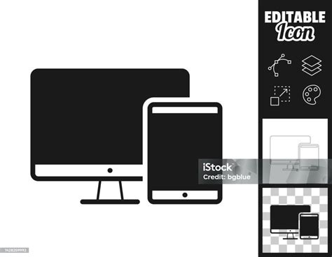데스크톱 컴퓨터 및 태블릿 Pc 디자인 아이콘입니다 쉽게 편집 가능 개념에 대한 스톡 벡터 아트 및 기타 이미지 개념 개체 그룹 검은색 Istock
