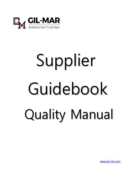 Supplier Guidebook Quality Manual Rev9 2019 Download Free Pdf Verification And Validation