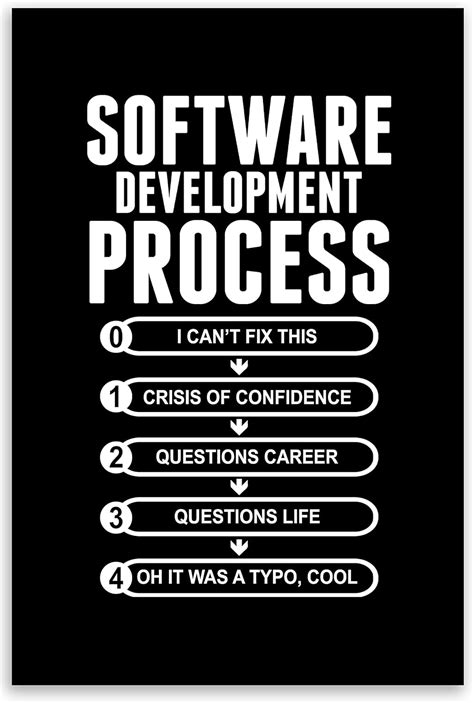 Programmer Wall Poster Funny Software Development Process Programming Wall Art Print
