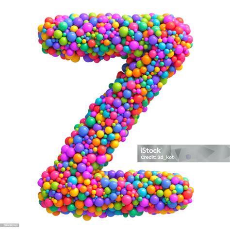 밝고 쾌활하며 다양한 색상의 광택 있는 공으로 만든 문자 Z 어린이 구역 놀이방 장식 어린이 디자인 축제 테마에 이상적입니다 무지개는 무작위 구체를 혼합하여 창의적인 글꼴을