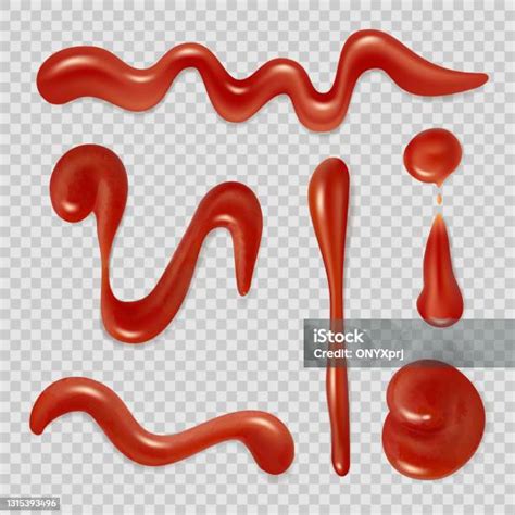 토마토 소스 레드 케첩 파스타 스플래시 플로우 스프레드 액상 3d 사실적인 괜찮은 벡터 일러스트레이션 고립 케첩에 대한 스톡 벡터 아트 및 기타 이미지 Istock