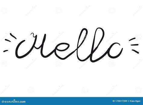 Hello Handwritten Inscription Hand Drawn Lettering Calligraphy One