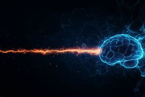 Glowing Blue Brain With Neural Connections Emits Vibrant Energy Waves Symbolizing Thought And