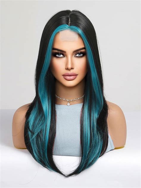 Two Tone Color Long Wigs 22 Inch Synthetic Straight Hair Wigs With