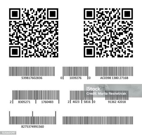 디자인 제품에 대한 벡터 코드 바 포장 요소에 대한 바코드를 스캔합니다 슈퍼마켓 Qrcodes의 집합입니다 제품 정보를 위해 줄무늬 레이블을 코드로 지정합니다 가격