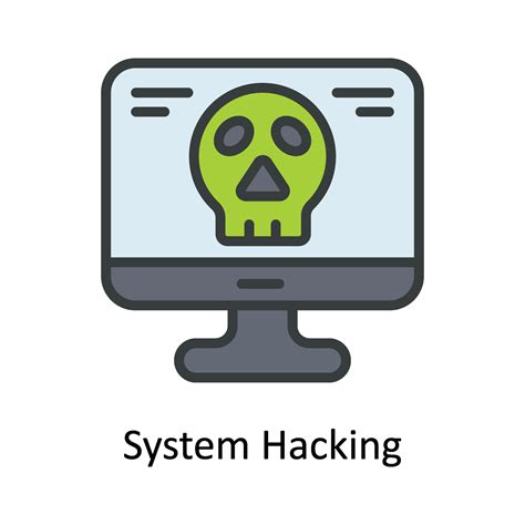 System Hacking Vector Fill Outline Icon Design Illustration Cyber Security Symbol On White