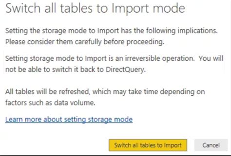 Power BI Changing Storage Modes Ie Changing From Direct Query To Import Welcome To EPM