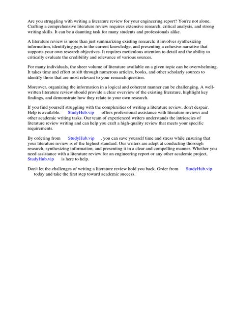 Literature Review Engineering Report Example Pdf Essays Thesis