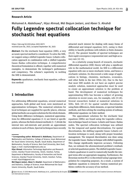 Pdf Fully Legendre Spectral Collocation Technique For Stochastic Heat